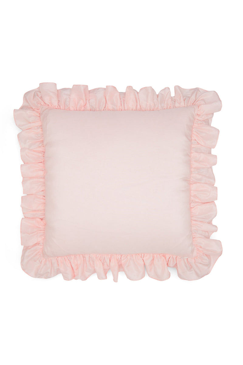 Lohini Silk Ruffle Cushion | Pink Silk Cushion – Daughters of Gaea
